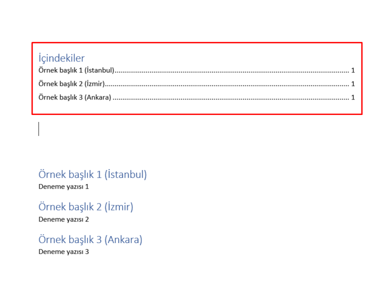Word İçindekiler Sayfası Oluşturma Nasıl Yapılır? (Otomatik İçindekiler ...