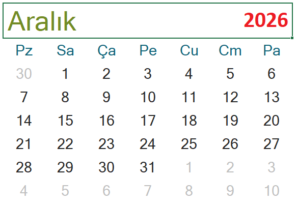 2026 Yılı Tüm Ayların Takvimi! 2026 Aylara Göre Gün Gün Takvim Görseli ...