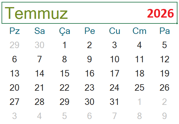 2026 Yılı Tüm Ayların Takvimi! 2026 Aylara Göre Gün Gün Takvim Görseli ...